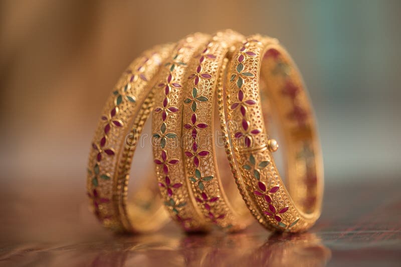 Wedding Bracelets for an Indian Bride Stock Image - Image of rings ...