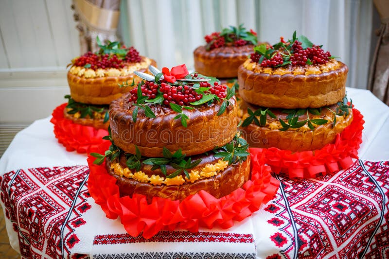 Wedding Bread Loaf Decorated Stock Photo - Image of round, floral ...