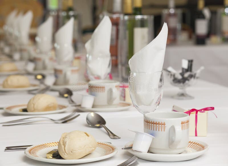 Wedding Breakfast Dining Table Setting with Fine China Coffee Cup and ...