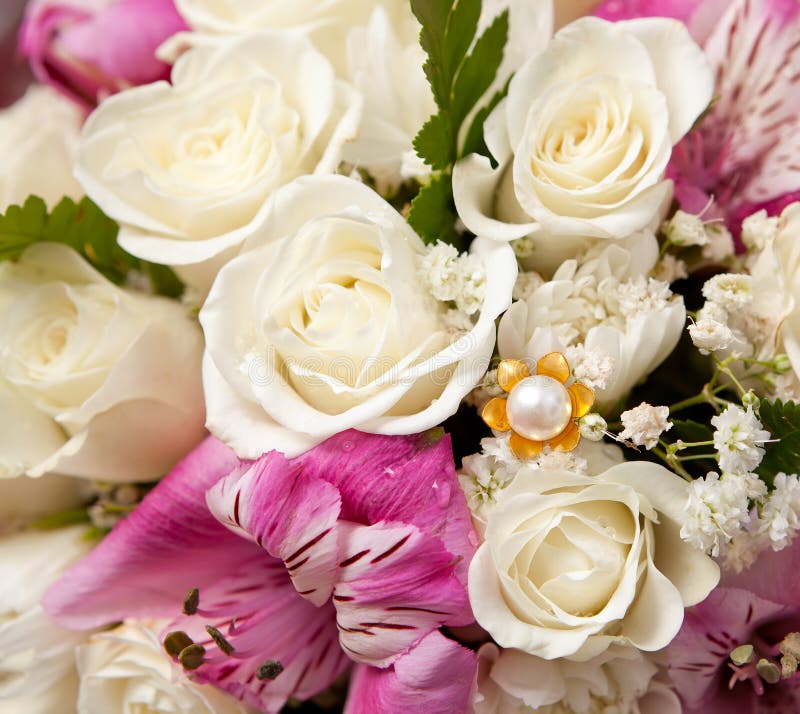 Wedding Bridal Bouquet of Bright Roses Stock Image - Image of fabric ...