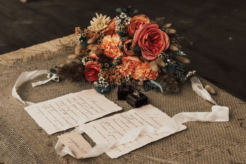 Wedding Bridal Bouquet, Ring AndÂ Oath Stock Image - Image of ring ...