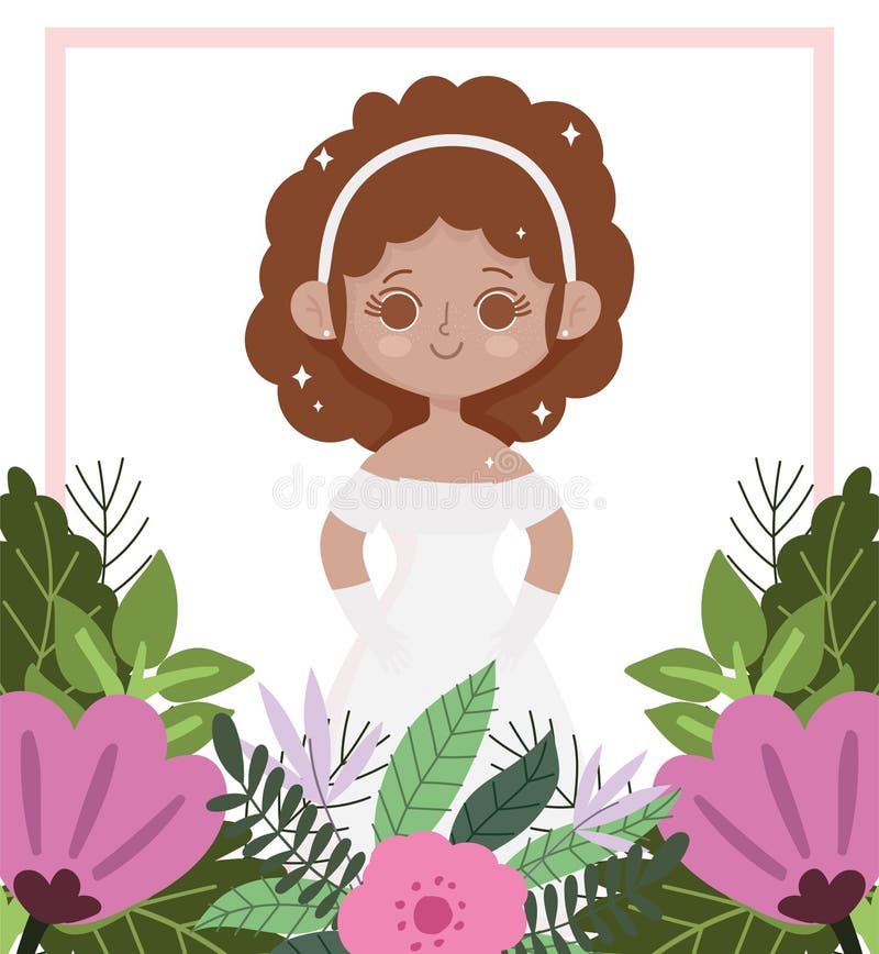 Wedding bride in flowers stock vector. Illustration of dress - 221496816