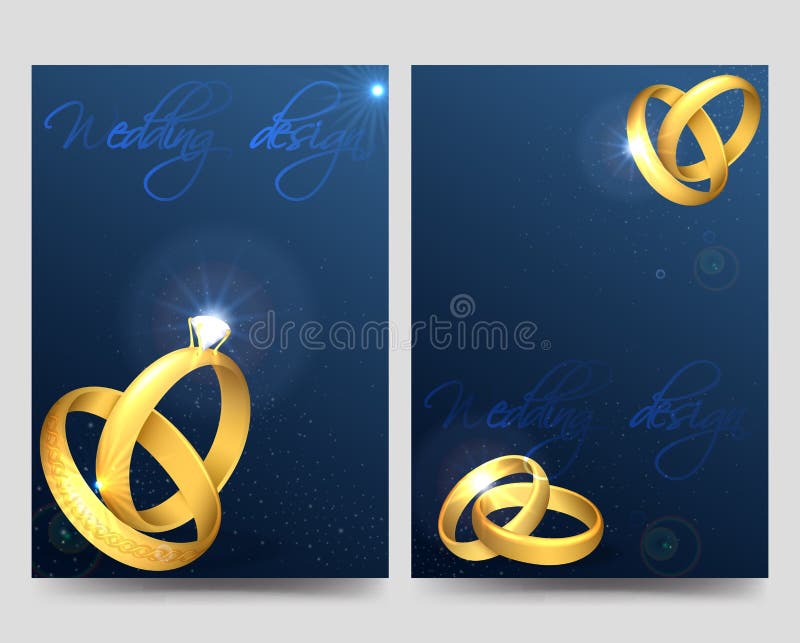 Wedding Brochure Flyer Template with Rings Stock Vector - Illustration ...
