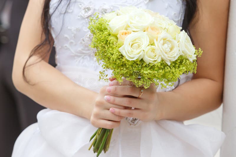 Wedding Bunch of Flowers in Hands the Bride Stock Photo - Image of ...