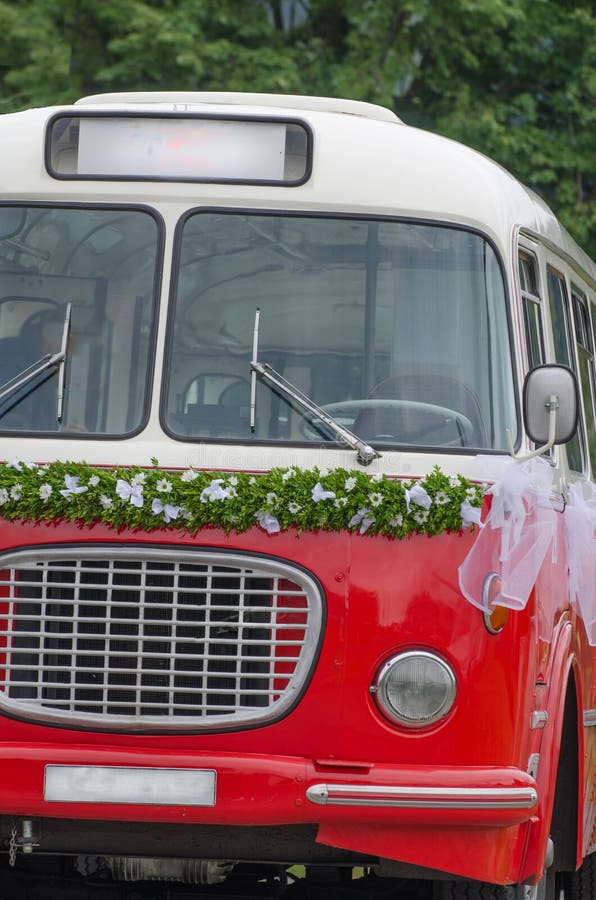 Wedding bus stock photo. Image of happy, bride, flowers - 41842746