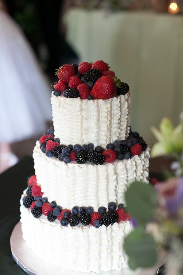 Wedding Cake with Berries and Strawberries Stock Photo - Image of food ...