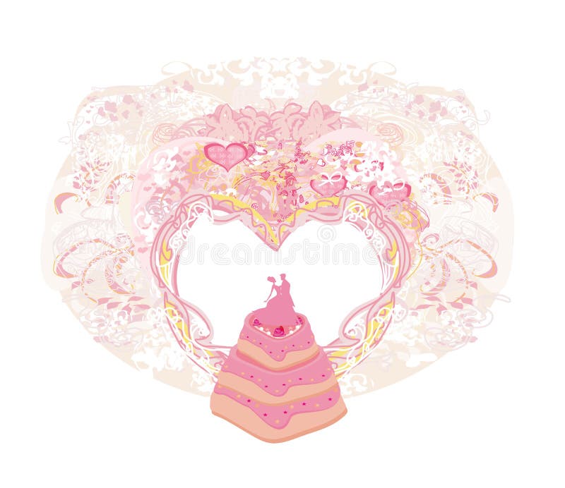 Wedding Cake Card Design - Decorative Pink Heart-shaped Frame Stock ...