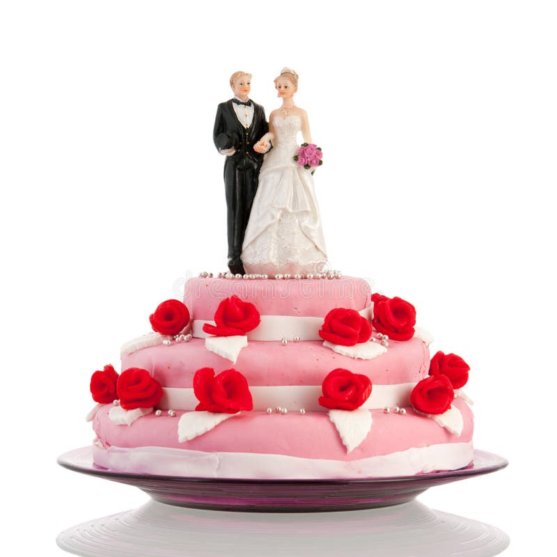 Wedding cake with couple stock image. Image of roses - 38047345