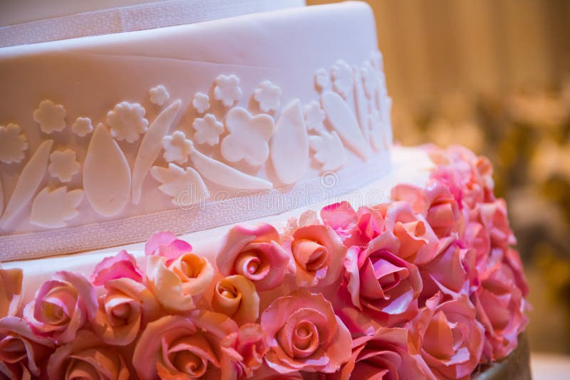Wedding Cake Decorated with Flower Stock Image - Image of marriage ...