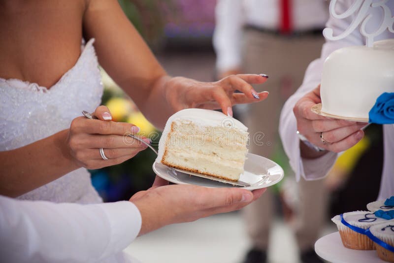 Wedding cake in hands stock image. Image of bride, ornate - 102738847