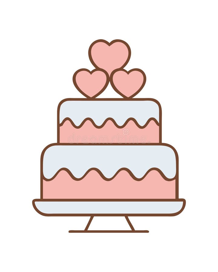 Wedding cake with hearts stock vector. Illustration of sweet - 361281746