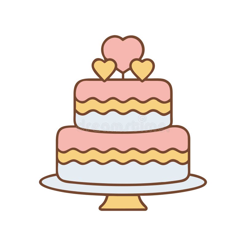 Wedding cake with hearts stock vector. Illustration of marriage - 361282650