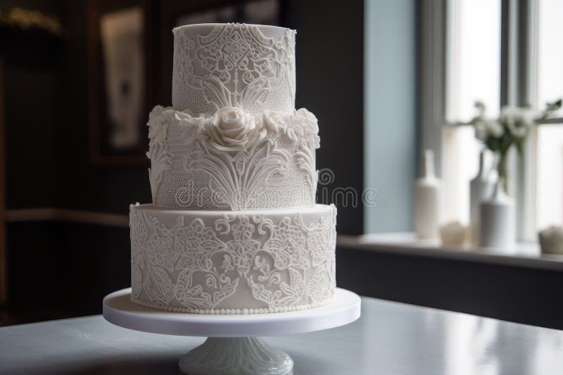 Wedding Cake with Intricate and Delicate Lace Design for Modern-day ...