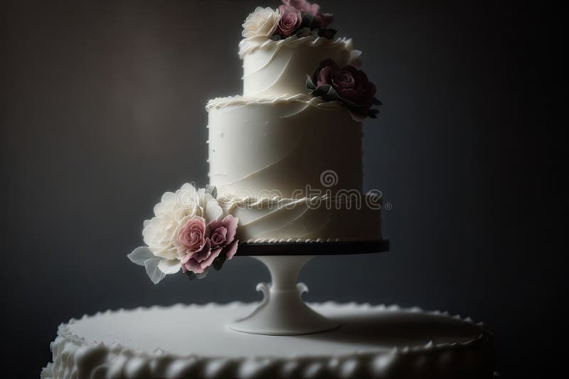 Wedding Cake Product Photo on Dark Background, Ai Generative Stock ...