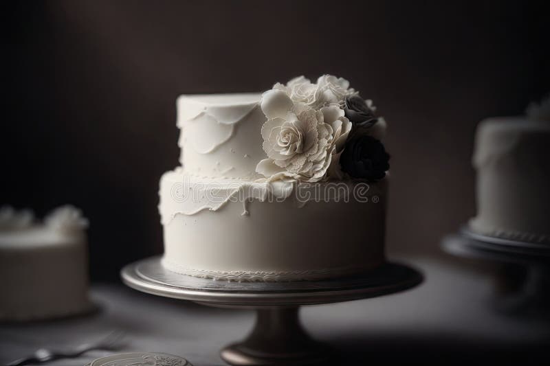 Wedding Cake Product Photo on Dark Background, Ai Generative Stock ...