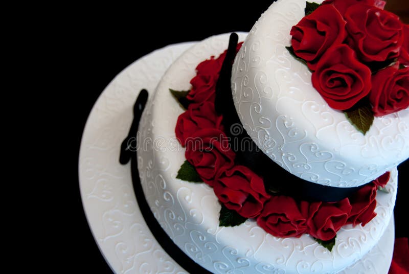 Wedding Cake with Red Roses Stock Photo - Image of royal, food: 13608276