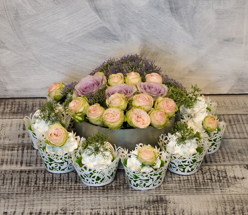 Wedding Cake with Silver Chocolate Border and Roses Stock Image - Image ...