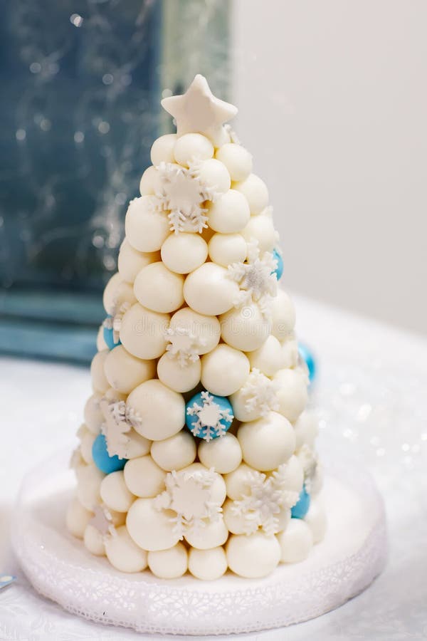 Wedding Cake in Soft Blue and White for Winter Stock Photo - Image of ...
