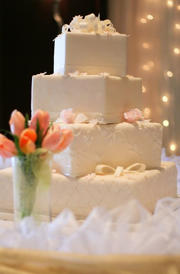 Wedding Cake - Square Shaped Stock Image - Image of pink, cake: 4775817