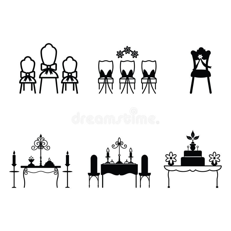 Wedding Cake Table and Chair Stock Vector - Illustration of wife, groom ...