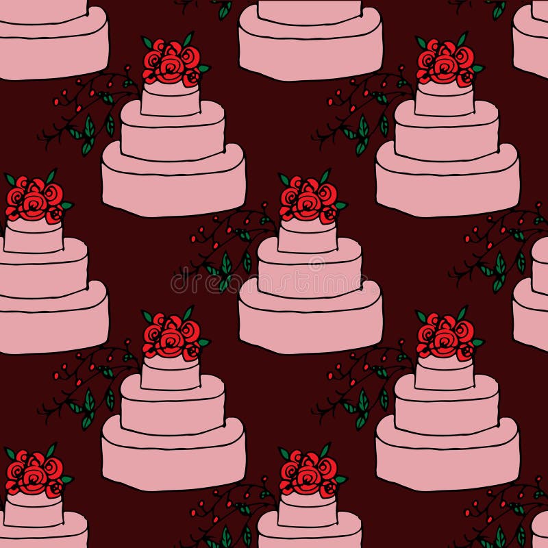 Wedding Cakes Seamless Pattern Stock Vector - Illustration of flower ...