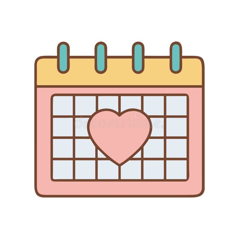 Wedding Calendar with Heart and Pastel Colors Stock Vector ...