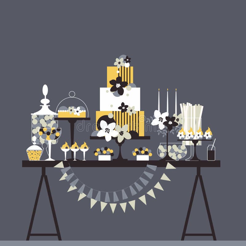 Dessert Table. Vector Illustration Stock Vector - Illustration of table ...