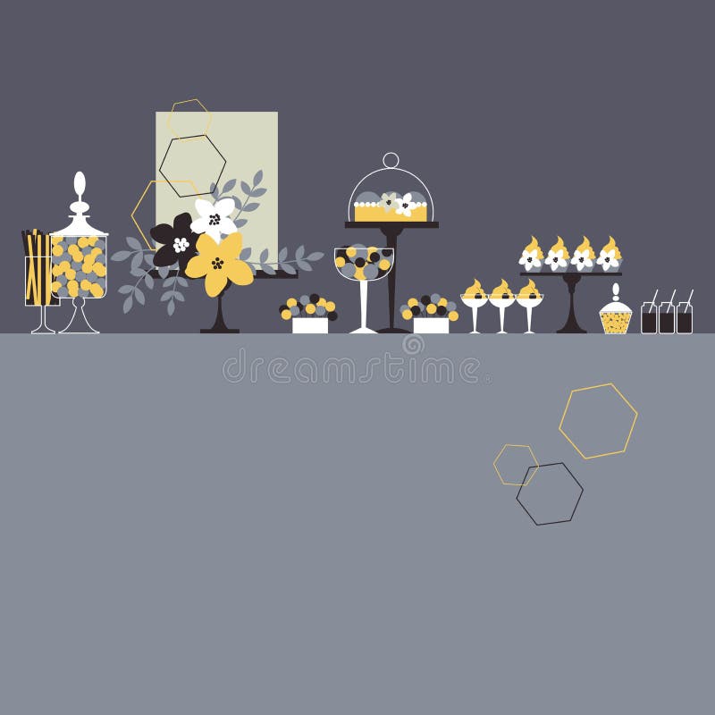 Dessert Table. Vector Illustration Stock Vector - Illustration of cream ...