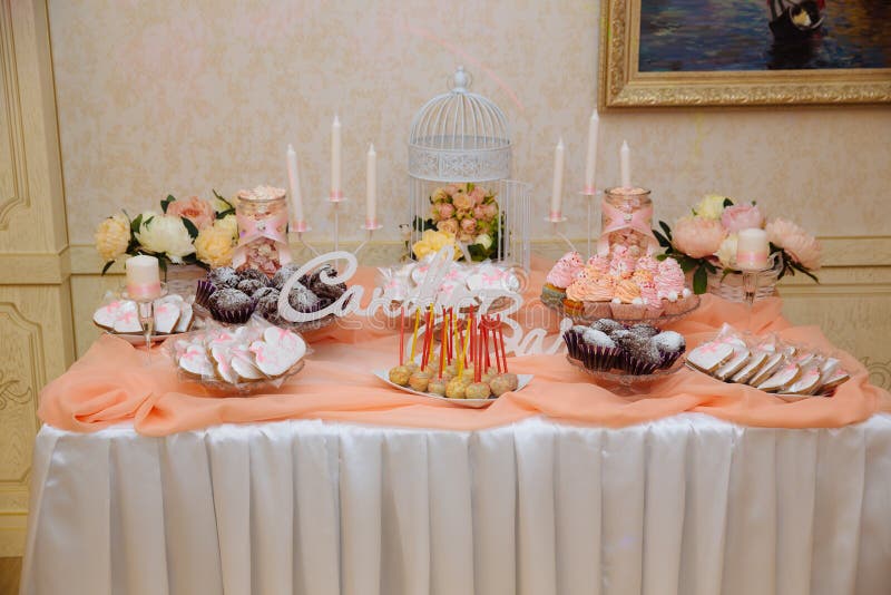 Wedding Candy Bar, Table with Sweets Decoration Setup with Delicious ...