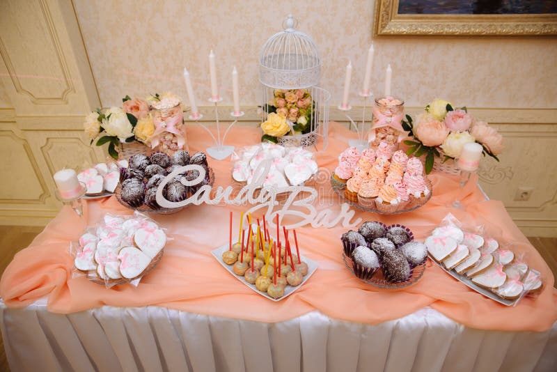 Wedding Candy Bar, Table with Sweets Decoration Setup with Delicious ...
