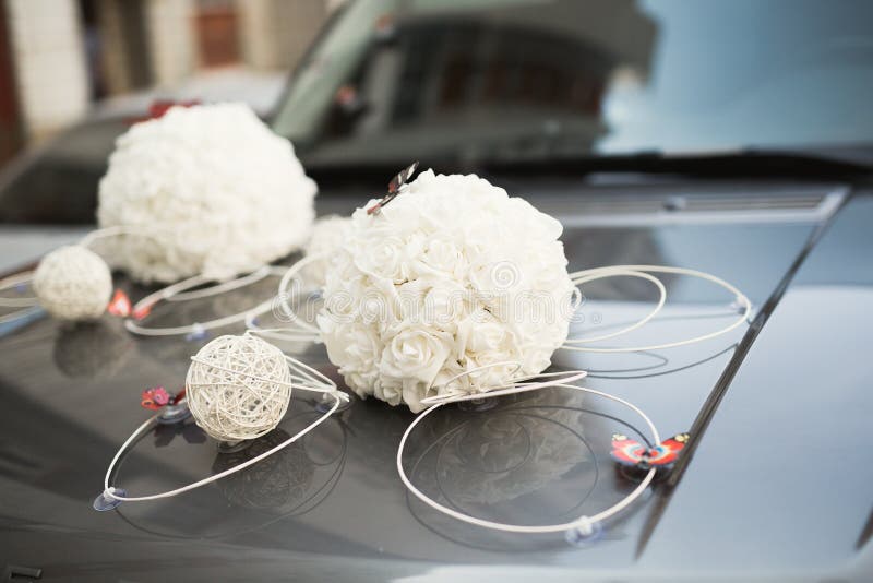 Wedding Car Decorated with Beautiful, Luxury Flowers Stock Image ...