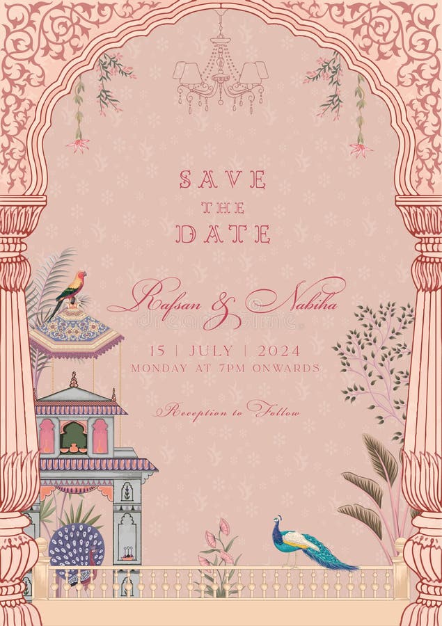 Traditional Indian Mughal Wedding Holud Night Invitation Card Design ...