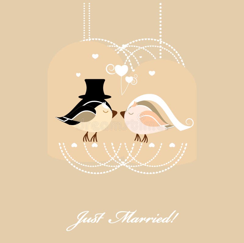 Wedding card with birds stock vector. Illustration of beautiful - 33939160