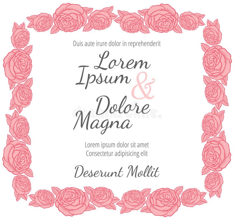 Wedding Card with Drawing Roses in a Classic Retro Style Stock Vector ...