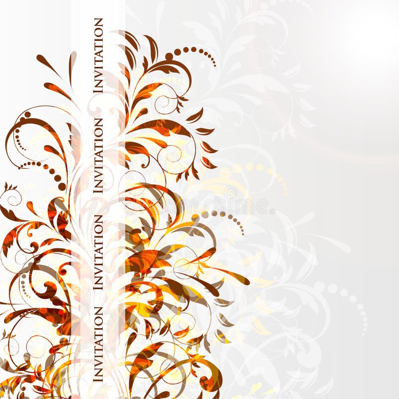 Wedding Card or Invitation with Abstract Floral Ba Stock Vector ...