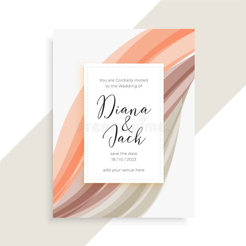 Wedding Card Template with Abstract Wavy Shape Design Stock Vector ...