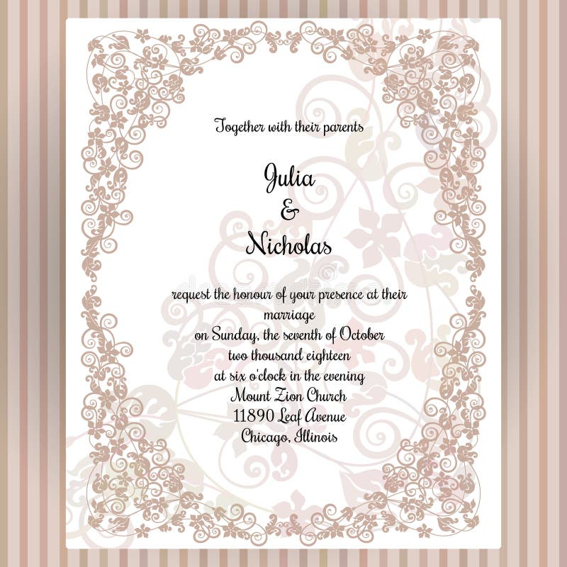 Wedding Card Template with Frame and Elegant Design Stock Vector ...