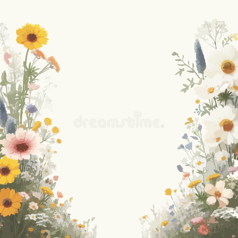 Wedding Card Template with Wild Herbs and Flowers. Stock Illustration ...