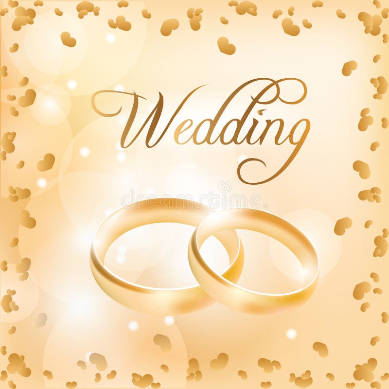 Wedding Card with Wedding Rings Stock Vector - Illustration of husband ...