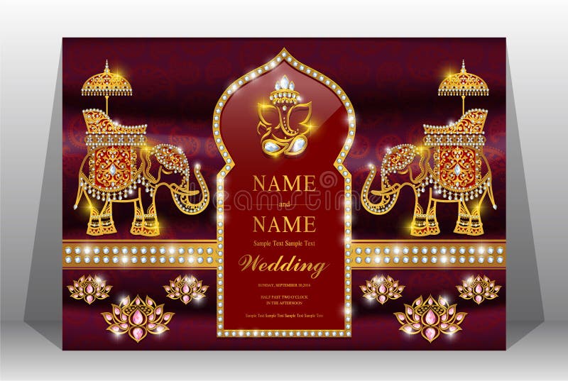 Indian Wedding Invitation Card . Stock Vector - Illustration of border ...