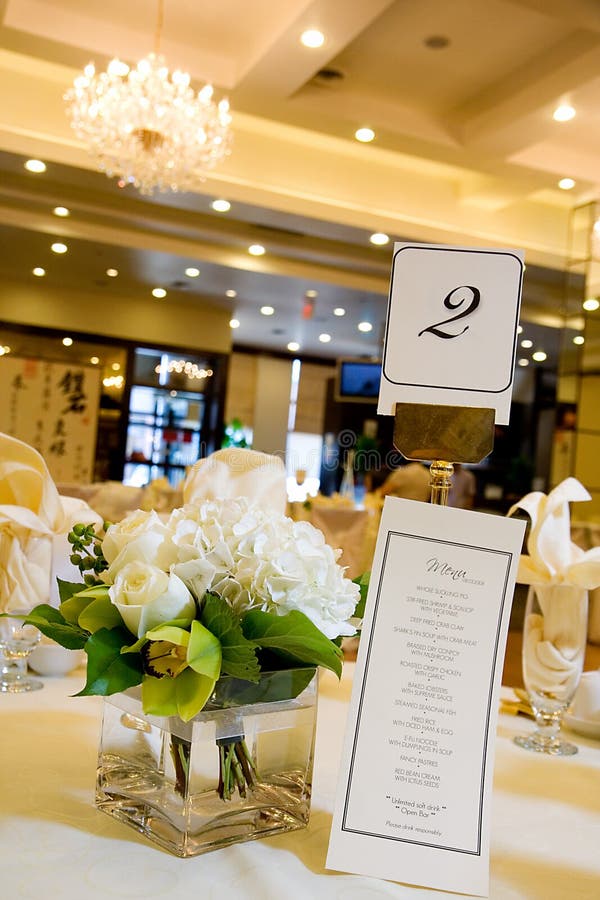 Wedding Centerpiece and Menu Stock Photo - Image of newlyweds, bridal ...