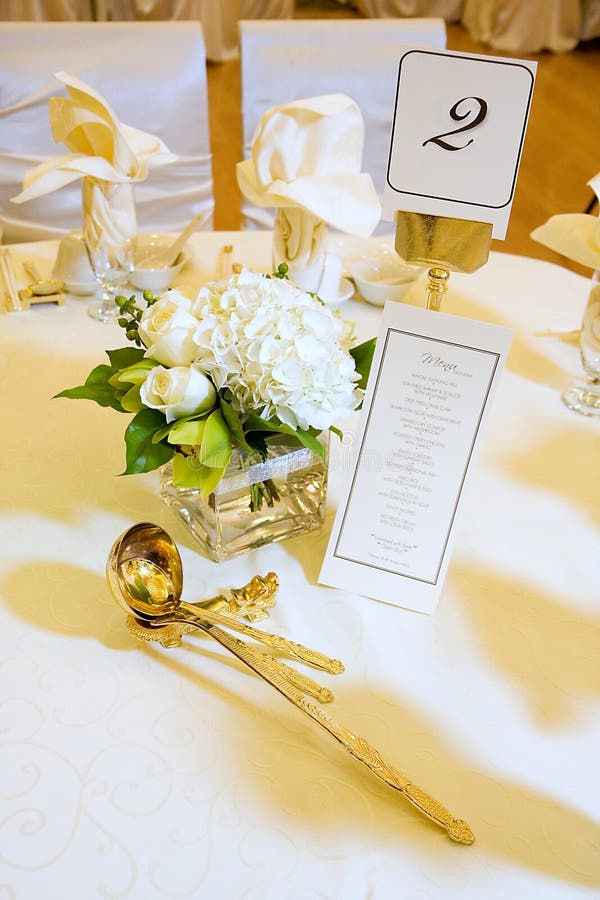 Wedding Centerpiece and Menu Stock Image - Image of dress, love: 6131105