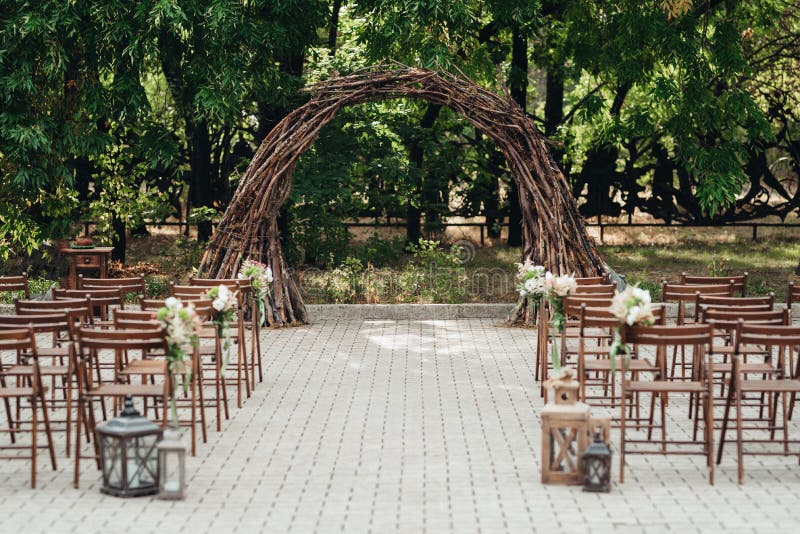 Wedding ceremony area stock photo. Image of romantic - 140932610