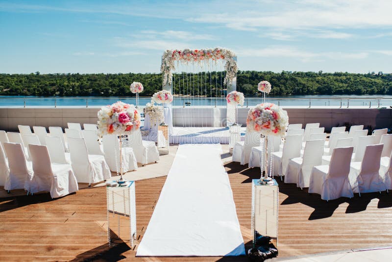 Wedding ceremony area stock photo. Image of idea, decoration - 140932048