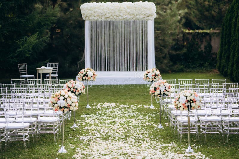 Wedding ceremony area stock photo. Image of color, garden - 174080722