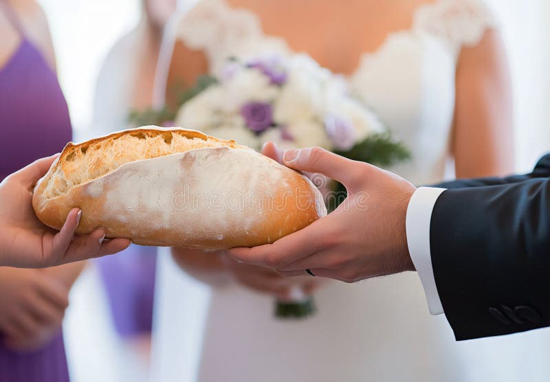 Wedding Ceremony Bread Sharing Closeup Photo High Quality Image Stock ...