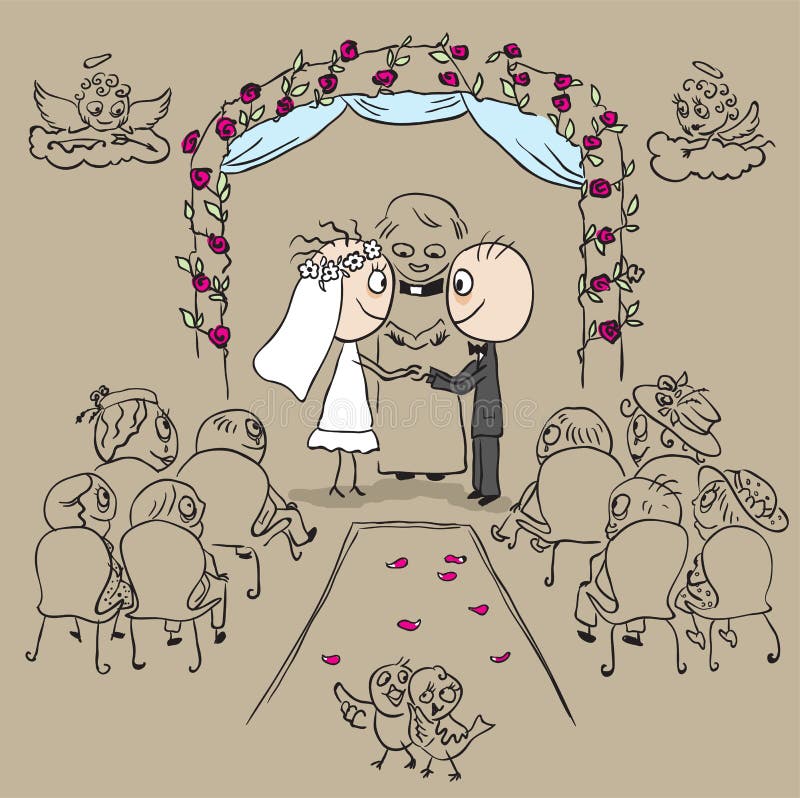 Wedding ceremony in church stock vector. Illustration of family - 43112492