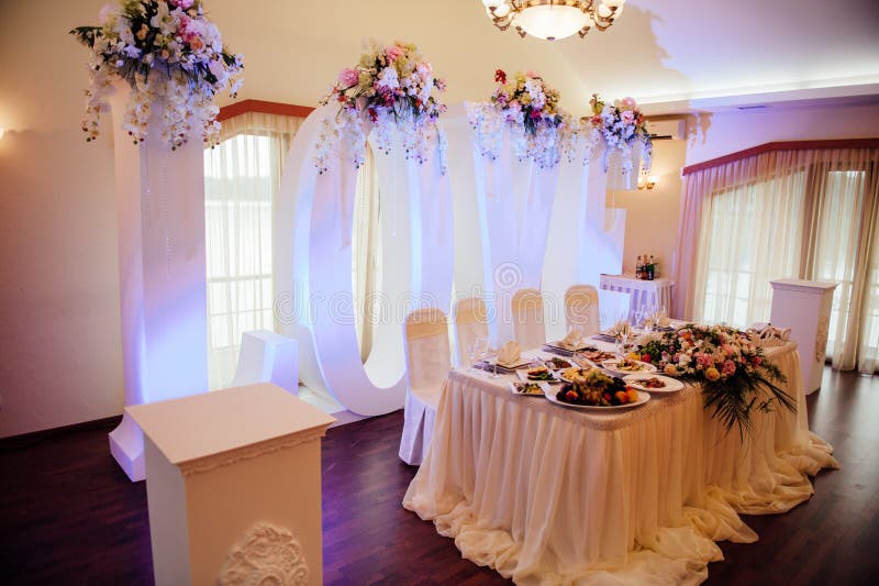 Wedding Ceremony Hall Ready for Couple and Guests Stock Image - Image ...