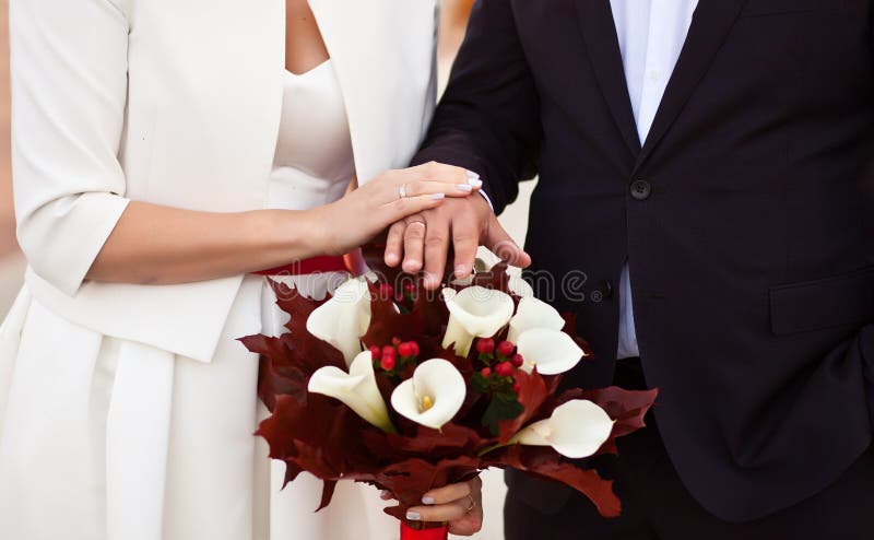 Wedding Ceremony. Married Couple Holding a Hands. Stock Image - Image ...