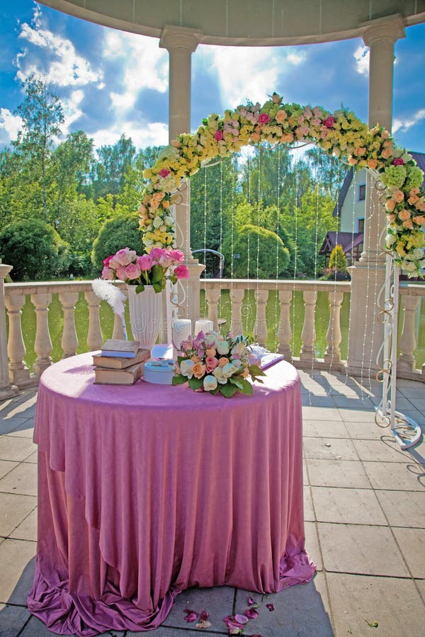 Wedding Ceremony in the Open Air for the Newlyweds Stock Photo - Image ...
